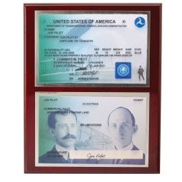 Elite Pilot License Plaque Dual-Sided (Cherry Finish)
