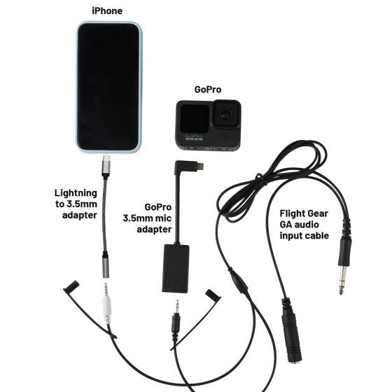 Flight Gear GA Audio Input Cable with GoPro and Type C Adapter ...